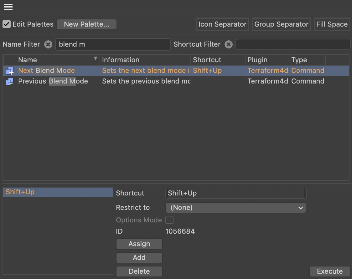 Terraform4D Assigning Keyboard Shortcuts